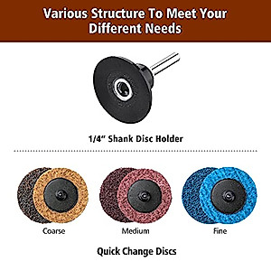 DRILLPRO 70Pcs Sanding Discs Set, 2 inch Quick Change Discs with 1/4 inch Holder, Surface Conditioning Discs for Die Grinder Surface Strip Grind Polish Burr Finish Rust Paint Removal(Updated)