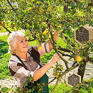 KIBAGA Mason Bee House - Handmade Natural Bamboo Bee Hive Attracts Peaceful Bee Pollinators to Enhance Your Garden's Productivity - The for Garden Lovers