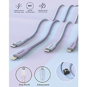 USB C Cable Super Flex Pastel Silicone USB A to Type C Charger Cable for Android Phone, for Samsung Galaxy Note 20 10 9 S20 S10 S9 S8, LG V50 V20 G5 4.26FT USB 2.0 Violet