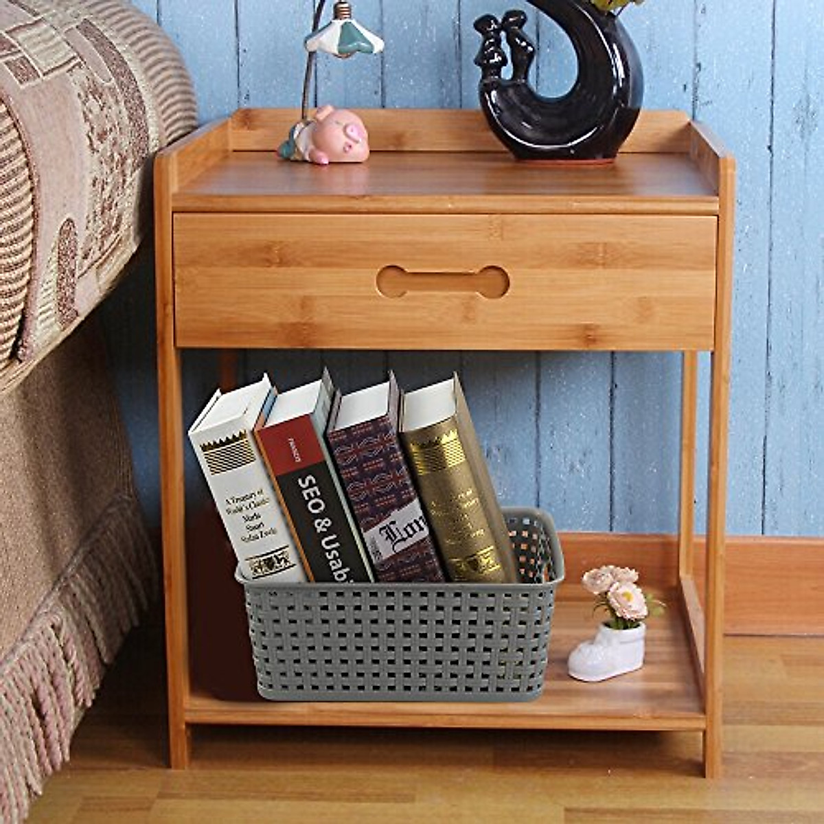 Eagrye 6-Pack 10.4-Inch x 7.6-Inch x 4.05-Inch Plastic Storage Basket, Woven Basket Bin