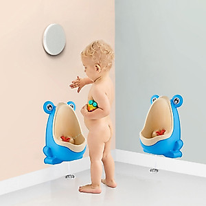 Facelivo No-Touch Cleaning Cute Frog Potty Pee Training Urinal for Toddler Boys, with Funny Aiming Target - Blue