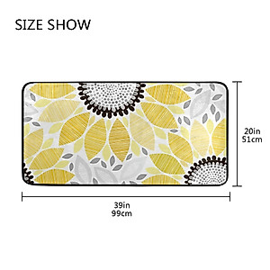 Kitchen Mat Abstract Floral Sunflowers Kitchen Rug Mat Anti-Fatigue Comfort Floor Mat Non Slip Oil Stain Resistant Easy to Clean Kitchen Rug Bath Rug Carpet for Indoor Outdoor Doormat