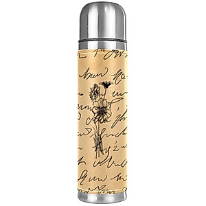 Stainless Steel Leather Vacuum Insulated Mug Envelope Thermos Water Bottle for Hot and Cold Drinks Kids Adults 16 Oz