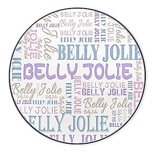 JOYXBUY Custom Rug Personalized Round Rugs with Name Text Super Soft Faux Rabbit Fur Circular Rugs for Boys Girls Room Bedroom Home Decor