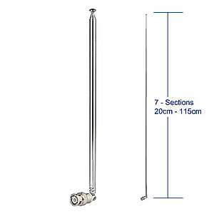 Bingfu Police Radio Scanner Antenna 20-1300MHz 7 Sections Telescopic BNC Male Antenna Ham Radio Handheld CB Radio Antenna for Uniden Whistler Police Radio Scanner Two Way Radio Frequency Counter