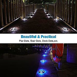 VOLISUN Solar Driveway Lights Dock Marine Lights 12 Pack,2 Colors in 1,Outdoor LED Deck Lights,Solar Powered Waterproof Driveway Marker Lights for Warning Step Wireless Sidewalk Pathway (White/Blue)