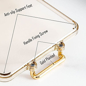XingZhuo Acrylic Gold Serving Tray Set with Handles, Coffee Table Tray, Modern Design Trendy Coffee Tray, Tray Serving Breakfast Fast Food Appetizers, Trays for Serving Party,1Pack