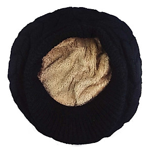 HINDAWI Women Winter Warm Knit Hat Wool Snow Caps with Visor, Black