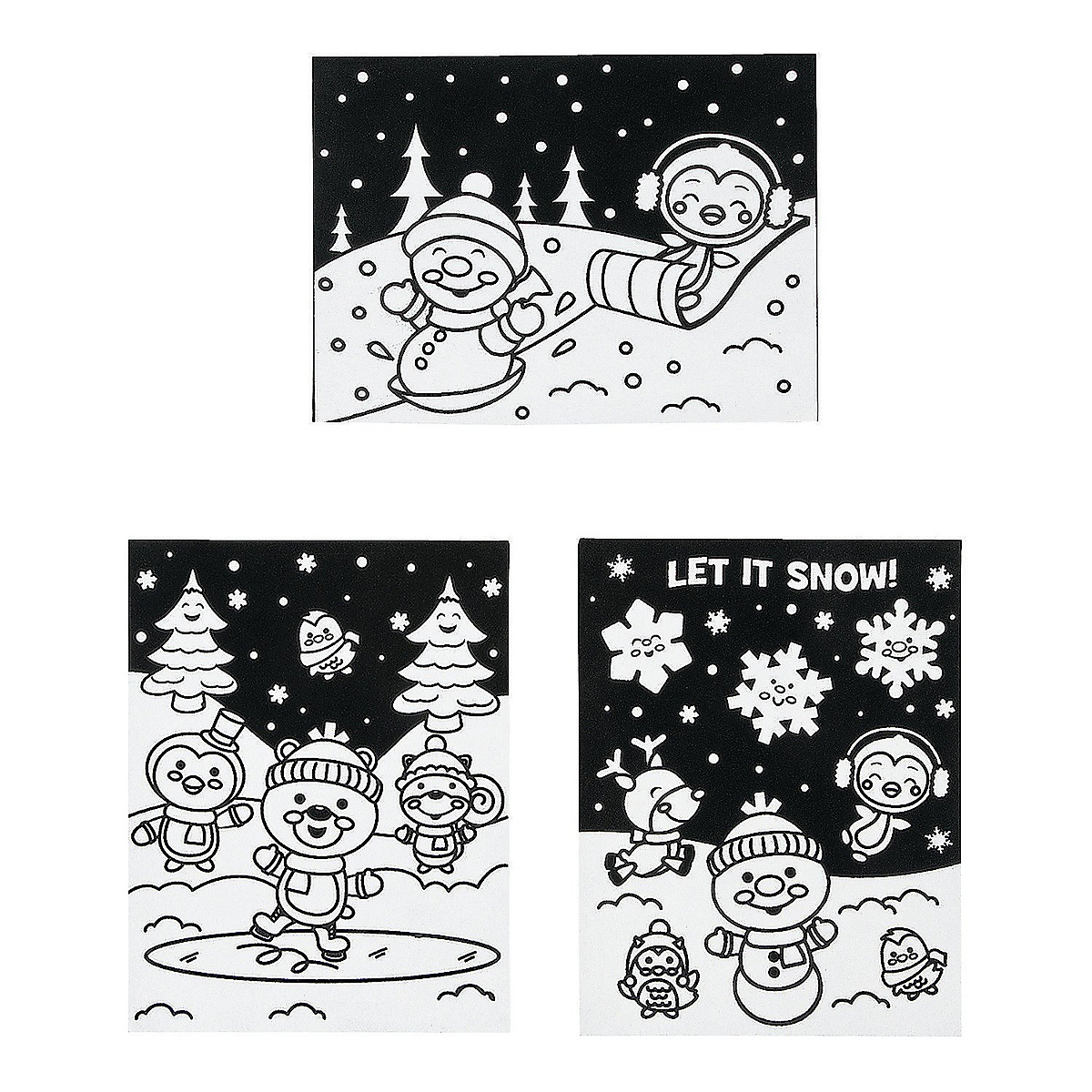 Color Your Own Fuzzy Winter Posters - 24 Pieces - Crafts for Kids and Fun Home Activities