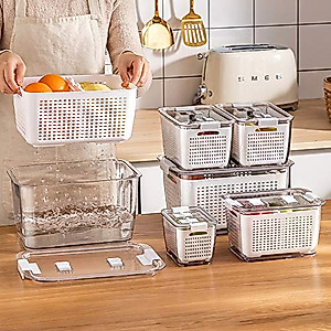 N 3 PACK Produce Saver Storage Containers, Vegetable Storage Containers Fruit and Salad Partitioned Food Storage Container with Vents Stay Fresh Containers for Refrigerator
