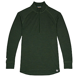MERIWOOL Mens Base Layer 100% Merino Wool Midweight 250g Half Zip Sweater for Men Army Green