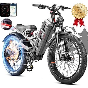 eAhora Romeo Pro Electric Bike for Adults,1200W 60Ah 26'' Fat Tire Electric Bike,E Mountain Bike Full Suspension Ebike Dual Hydraulic Brakes, Long Range 100+Miles Fast Moped Style, Romeo Pro-Gray