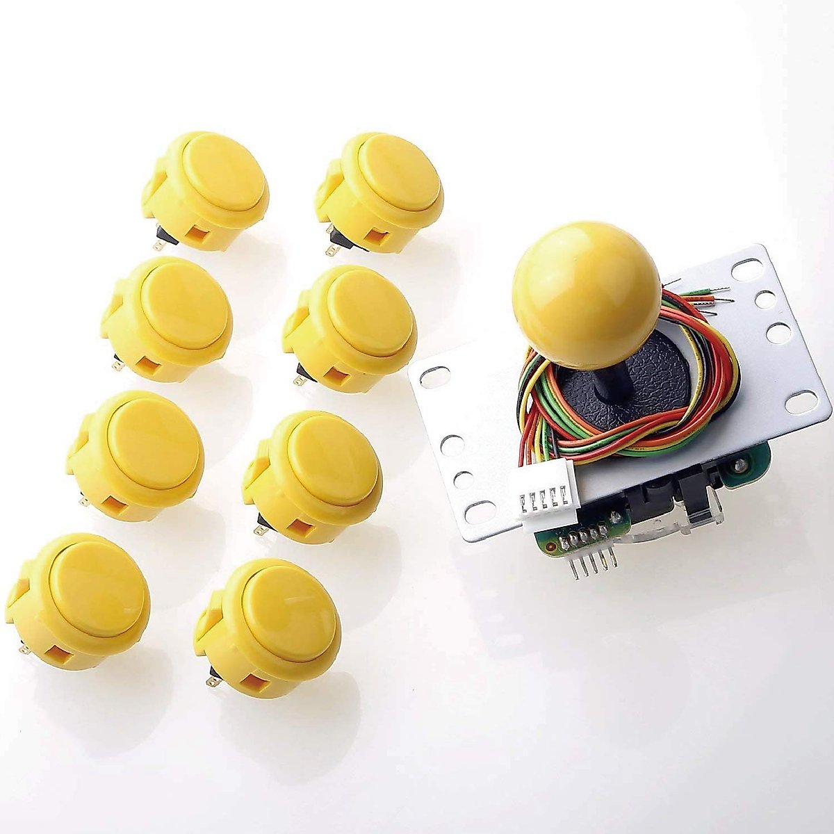 Sanwa JLF-TP-8YT Joystick + Sanwa 8 pcs OBSF-30 Push Button Bundle Kit Color : Yellow - for Arcade Game 4 & 8 Way Adjustable, Compatible with Catz Mad SF4 Tournament Joystick S@NWA