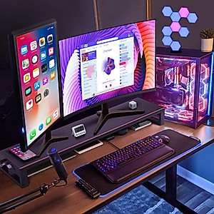 Vaydeer Dual Monitor Stand, Double Monitor Riser with Wireless Charger and 4 USB 3.0 Hub Ports, Metal Desk Raiser for 2 Monitors, PC Screen iMac Studio Display Gaming Office Work Space Saver Organizer