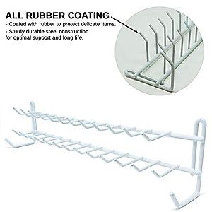 Huji Wall Mount Tie and Belt Rack Organizer, White (2 Pack)