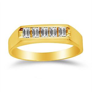 Size - 7 - Solid 14k Yellow Gold Round Cut Flat Bridal Engagement Ring & Wedding Band CZ Cubic Zirconia (2.0cttw., 1.0ct. Center)