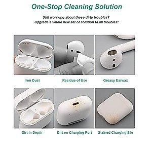 MOJOTORY Earbuds Cleaning Pen with Soft Brush, 18Pcs Bluetooth Earphone Cleaning Kit, Multifunctional Earpod Cleaner Set for Wireless Earbuds, Headphone, Cameras, Keyboard and Mobile Phone (White)