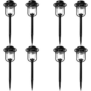 Home Zone Security Pathway & Garden Solar Glass Lights Stainless Steel (8-Set)