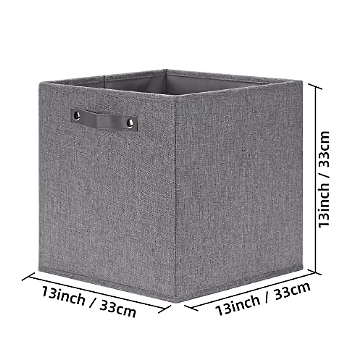 Bidtakay Cube Storage Baskets Large Storage Bins 4 Pack Cube Storage Organizer 13x13 Inches Stackable Cube Bins with Handle Grey Fabric Box for Closet Organizers Storage Shelves Home Office Nursery