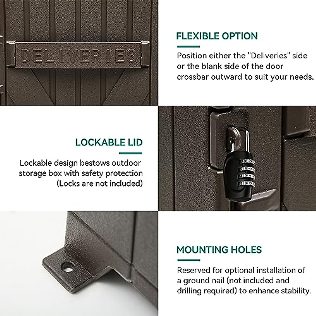 YITAHOME 60 Gallon Large Package Delivery and Storage Box with Lockable Secure, Double-Wall Resin Outdoor Package Delivery and Waterproof Deck Box for Porch, Curbside, 8.5 Cubic feet, Brown