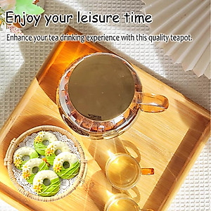 WOWOHA Glass Teapot Stovetop & Microwave Safe Glass Tea Kettle, Durable Borosilicate Glass Teapot with Strainer, 44oz/1300ml Glass Tea Pot with Lid (Amber)