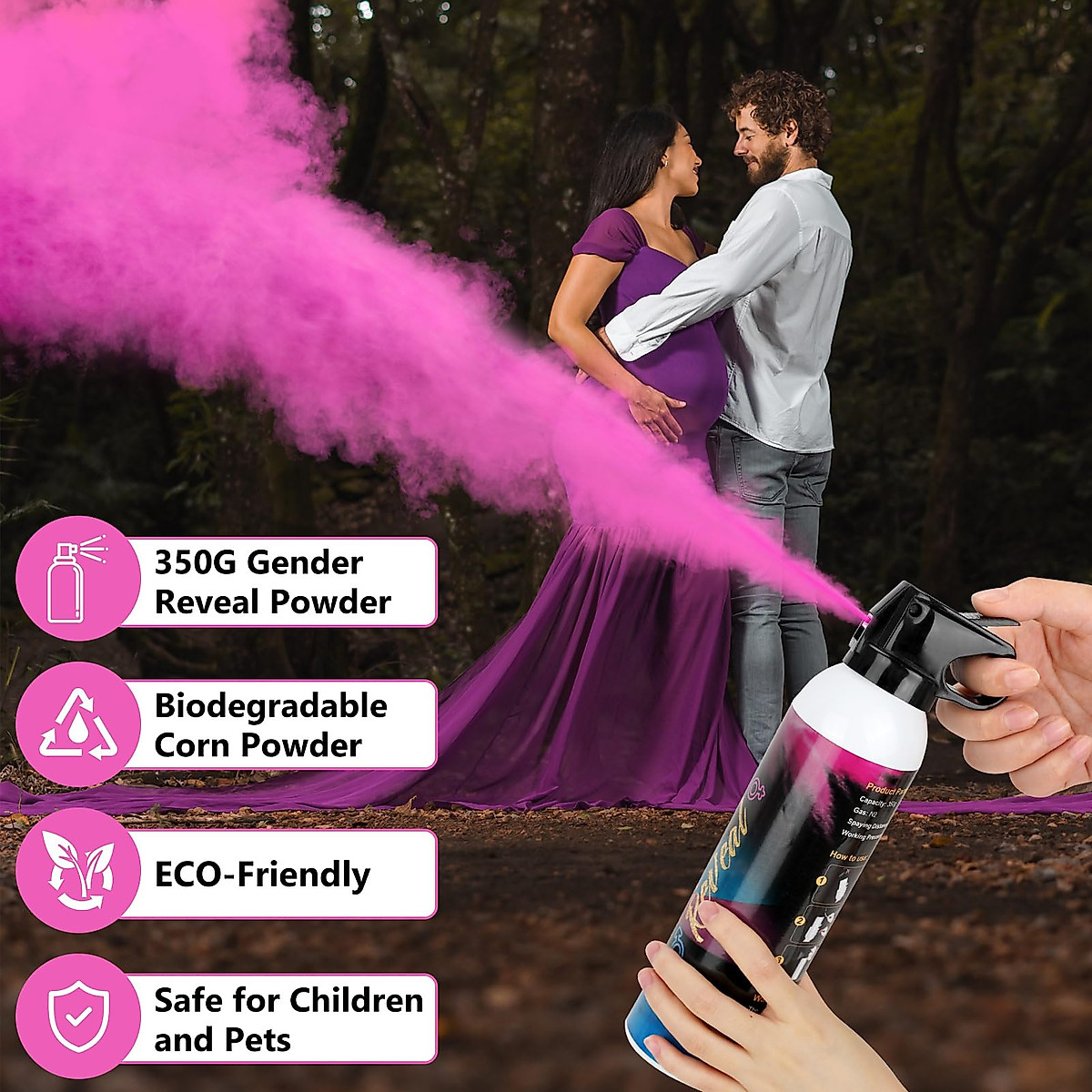 Gender Reveal Fire Extinguisher 2 Packs, Gender Reveal Ideas, Baby Girl Reveal Party Ideas 100% Biodegragable for Gender Reveal Decorations（Pink）