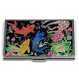 Mother of Pearl Business Card Holder Credit Card Case ID Name Card Holder Metal Card Case Money Cash Case Wallet Arabesque Design