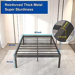 COMASACH 18 Inch Queen Size Bed Frame with Mattress Gasket