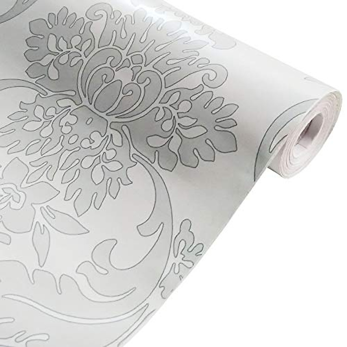 Yifely Grey Floral Shelving Paper Self Adhesive Shelf Liner Dresser Drawer Sticker 17.7 Inch by 9.8 Feet