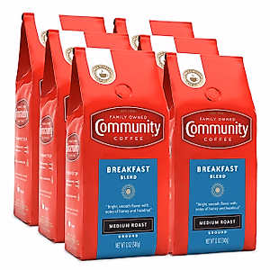 Community Coffee Breakfast Blend 72 Ounces, Medium Roast Ground Coffee, 12 Ounce Bag (Pack of 6)