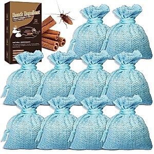 10 Pack Roach Repellent for Indoor Home, Natural Peppermint and Citronella Formula Cockroach Away Solution, Roach Deterrent for House Kitchen Pest Control