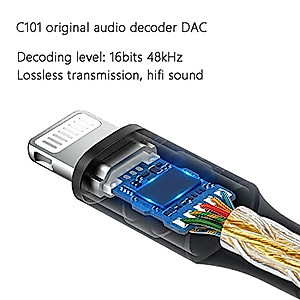 JCALLY JM08L HiFi Earphone Amplifier 3.5mm to Lightninng Earphone Adapter with MFI Certification (Gold Silver Mix)