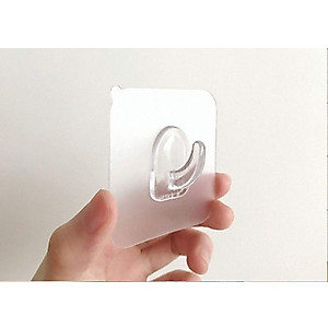 FIGO 10 Packs 15lB(Max) Seamless Small Wall Hooks Adhesive Transparent Seamless Hooks Very Creative, Practical Hook for the Drill-free Wall