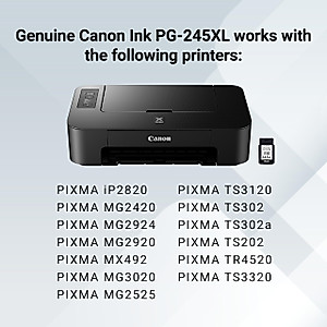 Canon PG-245 XL Black printer Ink Cartridge Compatible to iP2820, MG2420, MG2924, MG2920, MX492, MG3020, MG2525, TS3120, TS302, TS202, TR4520