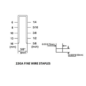 3PLUS H7116LSP-KT 22 Gauge 3/8-Inch Crown Pneumatic Upholstery Stapler with Long Nose, Air Stapler Kit, with 6000 Staples, 1/4-Inch to 5/8-Inch