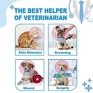 Supet Dog Cone Adjustable Pet Cone Pet Recovery Collar Comfy Pet Cone Collar Protective Collar for After Surgery Anti-Bite Lick Wound Healing Safety Practical Plastic E-Collar