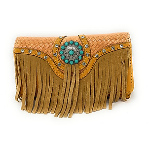 Western Style Rhinestone Concho Buckle Concealed Carry Purse Women Shoulder Bag in 5 colors (Turquoise) Turquoise