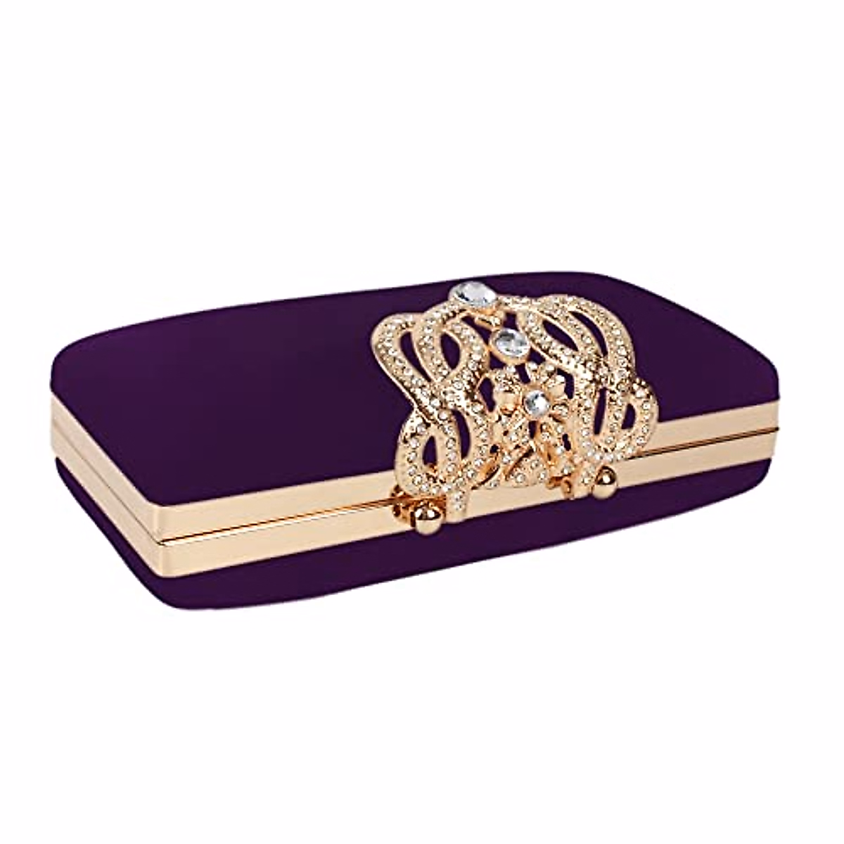 Women Evening Bag with Flower Closure Rhinestone Crystal Clutch Purse for Wedding Party Evening