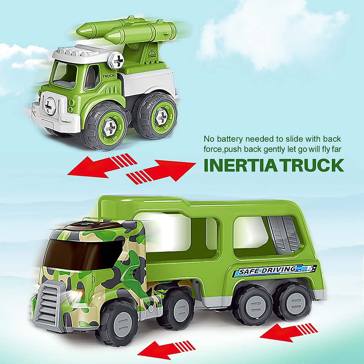 Rydohi Kids Toys Car for Boys : Toddler Truck Toys DIY Take Apart with Map Mat 5 in 1 Carrier Vehicle Construction Toys for Kids Age 3 4 5 6 7 Birthday Party for Kids Gifts