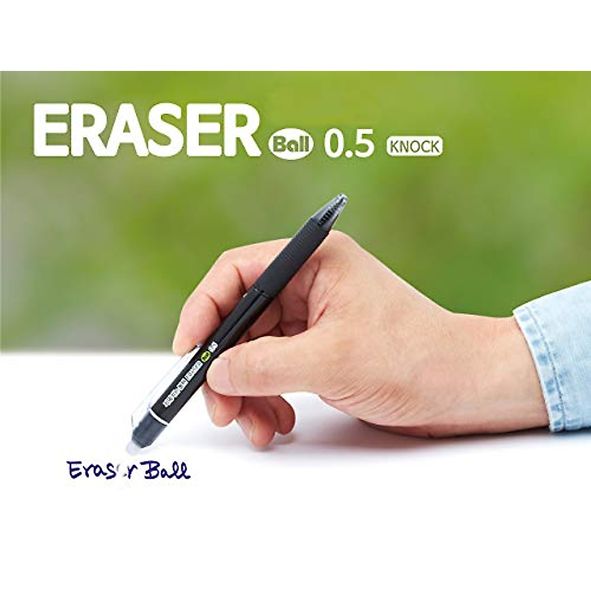 ERASER BALL 3 Color 0.38mm, Erasable Gel Pen and Refills, Black Blue Red Ink, MB-300 (5 Pens)