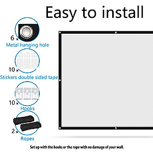 60 Inch 16:9 HD Projector Screen Nell Zimi Portable Foldable Screen Anti-Crease Indoor Outdoor Projector Movies Screen for Home Theater Support Double Sided Projection