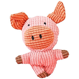 leasote Dog Squeaky Toys,Durable Dog Chew Toys,Cow/Lion/Elephant Stuffed Animals Pet Plush Toy for Small Medium Large Puppy Dogs Little Pig