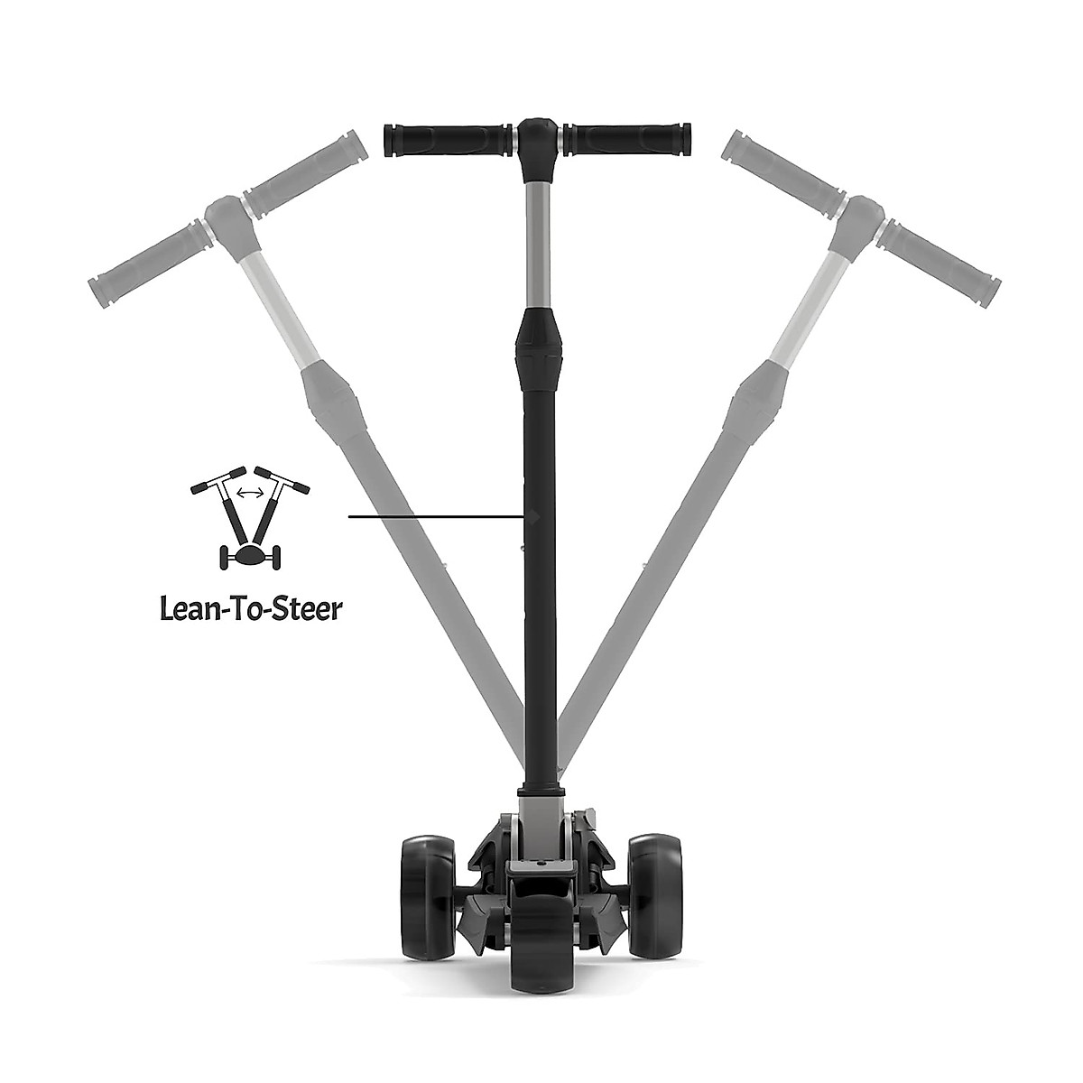 Jetson Scooters - Triton 3 Wheel Kick Scooter (Black) - Collapsible Portable Kids Three Wheel Push Scooter - Lightweight Folding Design - High Stability Lean-to-Steer Safety