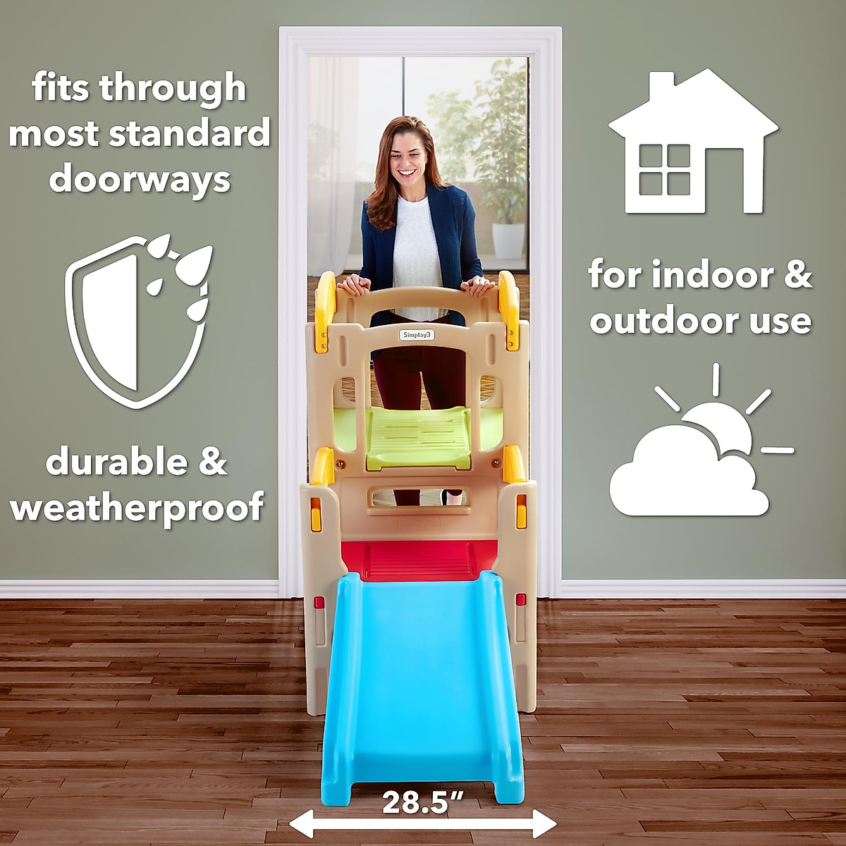 Simplay3 Young Explorers Adventure Climber - Indoor Outdoor Crawl Climb Drive Slide, Year-Round Playset for Children