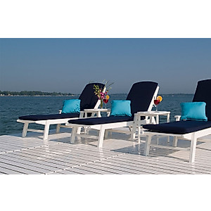POLYWOOD NCW2280WH Nautical Outdoor Arms and Wheels, Stackable Lounge, White Chaise