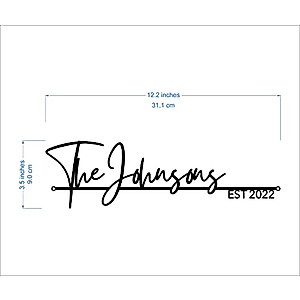 Personalized Family Name Sign, Wedding Metal Last Name Sign, Custom Name Sign, Metal Wall Art Decor, Hanging Plaque, Established Date, Monogram, Est Home Sign, Wedding Gift, Script, Housewarming Sign