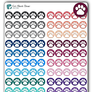 Paw Pet Planner Stickers / 110 Dot Vinyl Stickers (1/3”) / Dog Cat Care Medication Groom Reminder/Essential Productivity Life Planner/Bullet Bujo Journal/Todo Appointments (One Sheet)