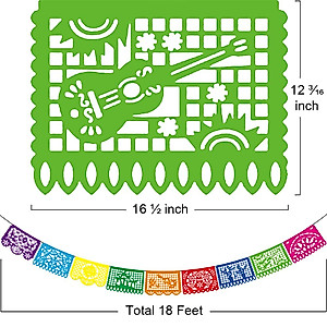 Asoulin 5 PCS Mexican Party Banners, Cinco De Mayo Mexico Decor, Fiesta Party Decoration, Easter Decor, Plastic Papel Picado, Dia De Los Muertos, Day of The Dead Decoration, 12 Patterns/90 Feet Total