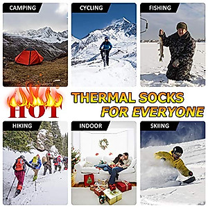 JSPA Thick Thermal Hiking Socks, Skiing Snowboarding Thermal Socks for Men,Stocking Stuffers Heated Socks for Women, Thick Warm Insulated Heated Crew Slipper Socks for Cold Weather,1 Pair Black Large
