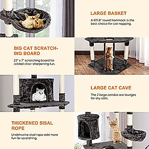 79in Cat Tree Tower for Indoor Cats Multi-Level Cat Furniture Condo Kitten Kitty Pet House with Scratching Posts, Plush Perch, Condo and Hammock